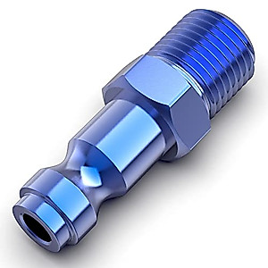 GASHER 20PCS 1/4-Inch NPT Male Blue Aluminum Industrial Air Plug, Pneumatic Plugs 300PSI(T-Style)