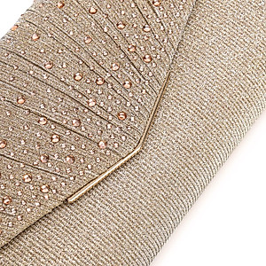 DETARA Women Evening Bags Glitter Sequins Clutch Purses for Women Shiny Envelope Handbag Formal Wedding Party Prom Purse(Champagne 307)