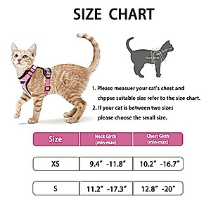 FIIL Cat Harness and Leash for Walking, Escape Proof Soft Adjustable Vest Harnesses for Cats, Adjustable Dog Harness - Reflective and Soft（Pink）. (XS, Pink)