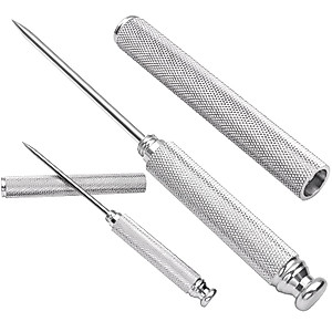 Stainless Steel Ice Picks Crushed Ice Tool With Safety Cover Bar Tools Ice Crushers Chisel Ice Cube Awl Sharp Cone With Non-Slip Handle (Silver)