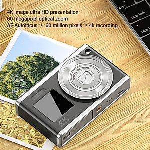 4K Digital Camera, 10X Optical Zoom Vlogging Selfie Camera Auto Focus with 2.88 Inch HD Screen for Beginners, 750mAh Anti Shake Travel Camera for Photography (White)