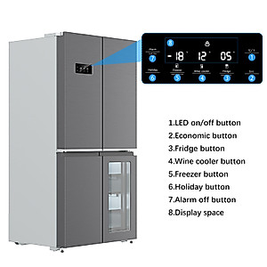 GarveeHome 21 Cu.ft French Door Counter Depth Refrigerator, Large Capacity Refrigerator and Freezer, 36 Inch Fridge with Bottom Freezer, Interior LED Light, Wine Cabinet