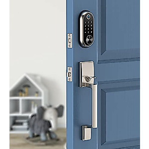 Front Entry Handle, Single Cylinder Lower Handleset Door Lever Satin Nickel Silver for Exterior/Interior Compatible With Left and Right Side Door