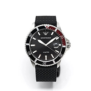 Emporio Armani Emporio Armani Three-Hand Date Black Mesh Silicone Watch (Model: AR11341)