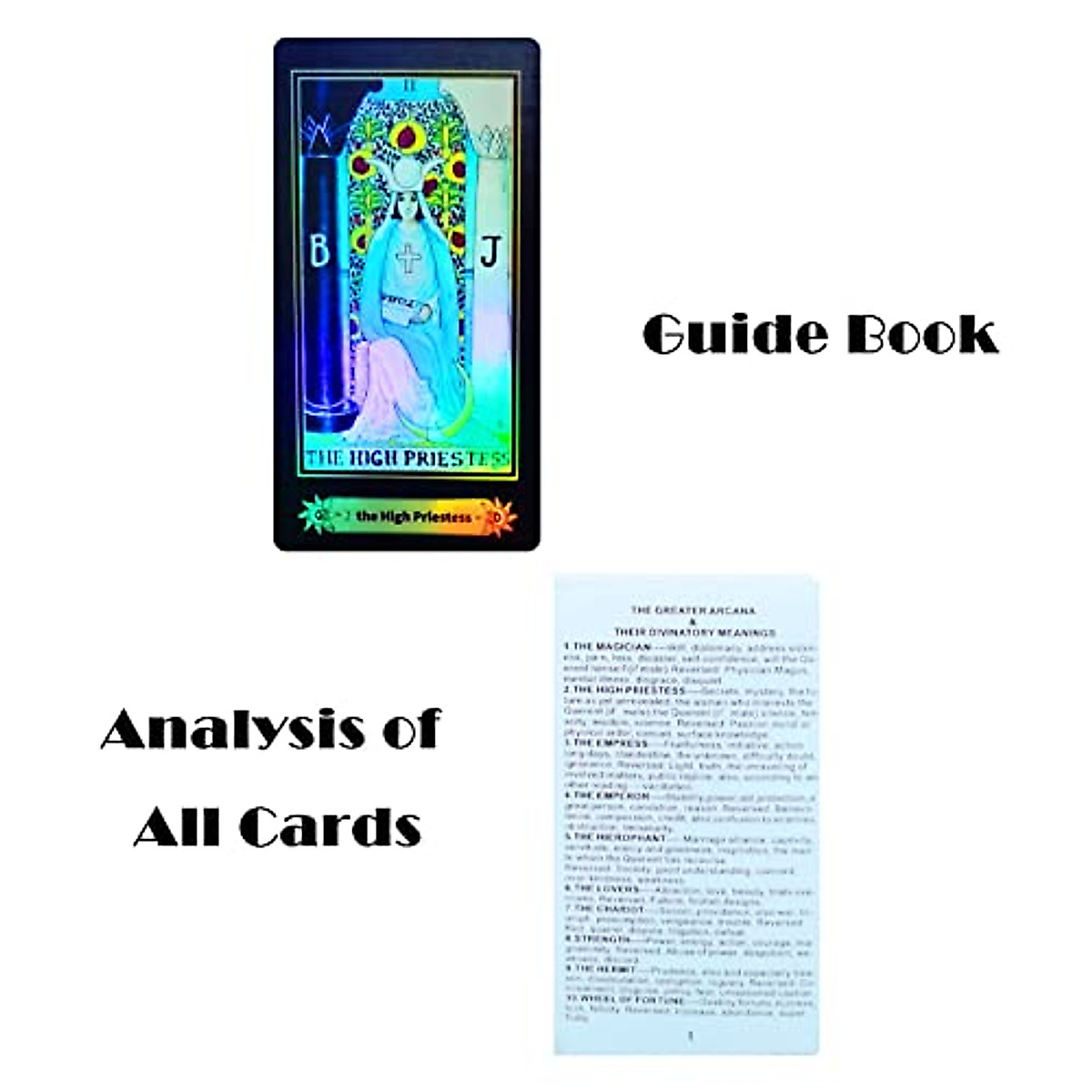 Smoostart 78 Tarot Cards with Guidebook, Holographic Tarot Cards Deck Future Telling Game with Colorful Box for Beginners and Professional Player