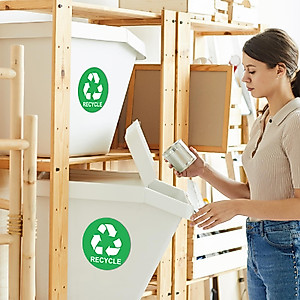8 Pcs Recycle Sticker for Trash Can Large Trash Sticker Sign Recycling Sticker Self-Adhesive Vinyl Garbage Trash Recycle Stickers Recycling Signs Recycle Decals for Trash Can Home Office Bars