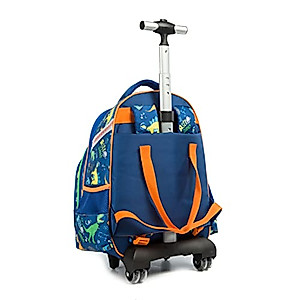 Meetbelify Boys Dinosaur Rolling Backpack Kids Backpacks with Wheels for School Bags Luggage