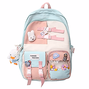 HOKMAH Cute Kawaii Backpack for Girl Boys, Back To School Gift Shoulder Bags Backpack Aesthetic Laptop Schoolbag for Teens(Green)
