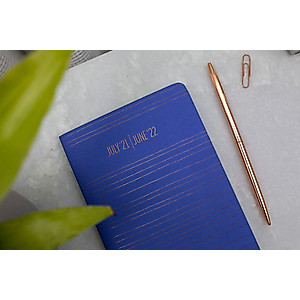 Southworth Academic Planner (July 2021-June 2022), 5" x 8", Cobalt Metallic Stripe, 28 lb./105 gsm Paper, Medium Flex (92121)