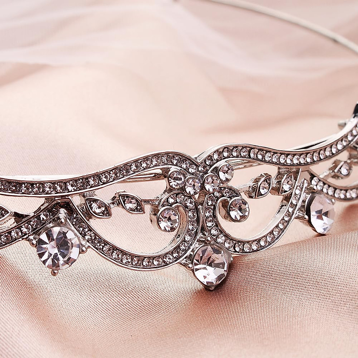 Uongeod Rhinestone Crown Crystal Bridal Tiara Princess Crown Birthday Crown Tiaras and Crowns for Women and Girls-Silver