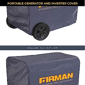 FIRMAN 1002 Portable Generator and Inverter Cover, Double-Insulted Generator Cover, Fits 2700-5000 Watt Generators and Inverters up to 25.4" X 18.3" X 19.5", Cover Measures‎ 11.4" x 6.9" x 3.9", Medium
