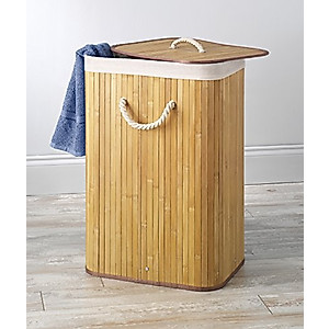 Whitmor Laundry Hamper with Rope Handles Bamboo, 12.25x16.25x23.375, Natural Stain