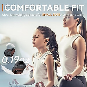 Ear Clips Ear Buds Bone Conduction Earbuds for Small Ear Canals, Open Ear Earbuds Bluetooth with Earhooks Sport Clip on Headphones Up to 24 Hours Playtime Waterproof Outer Headphones Black