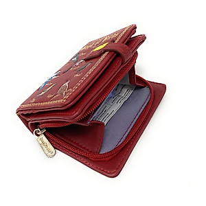 Shag Wear Book of Birds Small Wallet for Women and Teen Girls Vegan Faux Leather 4.5" Red