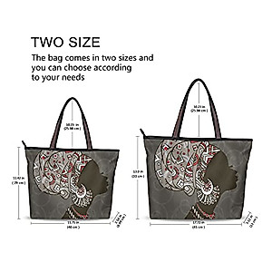 Eyanle Tote Bag For Women Shoulder Bag for School Handbags for Beach Work Travel Large Tote Bag with Zipper African American Woman