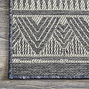 nuLOOM Charter Striped Tribal Indoor/Outdoor Area Rug, 6' 7" x 9', Grey