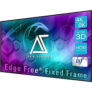Akia Screens 145 inch Edge Free Fixed Frame Projector Screen 145" Diagonal 16:9 8K 4K Ultra HD 3D Ready CINEWHITE UHD-B Black Projection Screen for Indoor Movie Video Home Theater AK-NB145H