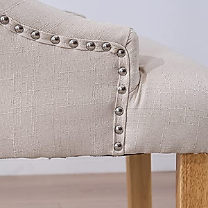 nozama Upholstered Dining Chairs Set of 2 Elegant Tufted Fabric Parsons Chair with Solid Wood Legs (Dark Beige)