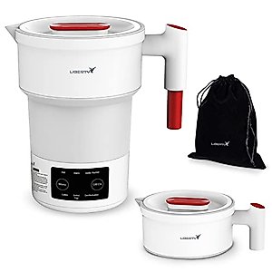 Liberty Premium Foldable Portable Travel Electric Kettle Premium BPA-Free Silicone Collapsible , Temperature Display 6 Preset Functions, Auto Shut-Off, Bottle Warmer, Hot Water Boiler