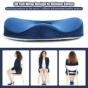 SAHEYER Seat Cushion for Tailbone Pain Relief,Office Chair Cushion for Sciatic Nerve Pain Relief,Butt Pillow for Enhanced Comfort in Long-Term Sitting,（Blue）