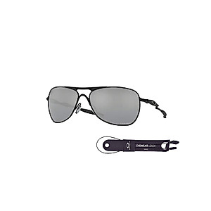Oakley Crosshair OO4060 406023 61MM Matte Black/Prizm Black Square Sunglasses for Men + BUNDLE Accessory Leash Kit+ BUNDLE with Designer iWear Eyewear Kit