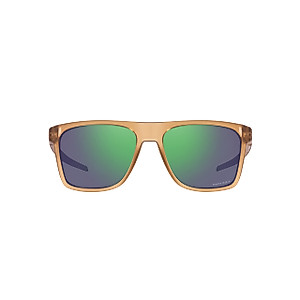 Oakley Men's OO9100 Leffingwell Rectangular Sunglasses, Matte Sepia/Prizm Jade, 57 mm