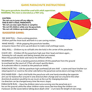 Sonyabecca Parachute for Kids 6' with 9 Handles Game Toy for Kids Play