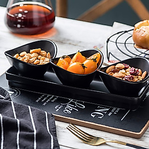 Bruntmor Ceramic Dinner Plates Set of 4, 10 inch Dish Set - Microwave, Oven, and Dishwasher Safe, Scratch Resistant, Modern Square Dinnerware- Kitchen Porcelain Serving Dishes - Black