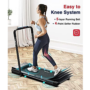 REDLIRO Under Desk Treadmill, 2 in 1 Motorized Portable Foldable Treadmill Compact Fold Up Walking Pad, Sturdy Folding Treadmill for Small Space with Remote Control, LED Display for Home & Office Use