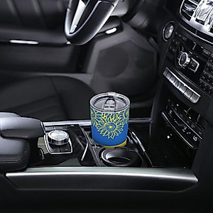 VKKOEWL Sunflowers And Ukraine Flag Stainless Steel Insulated Tumbler 20 Oz Travel Water Bottle Coffee Mug Drink Cup With Lid Straw