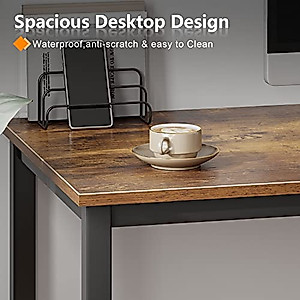 Need 63 Inch Large Computer Desk - Modern Simple Style Home Office Gaming Desk, Basic Writing Table for Study Student, Black Metal Frame, Rustic Brown