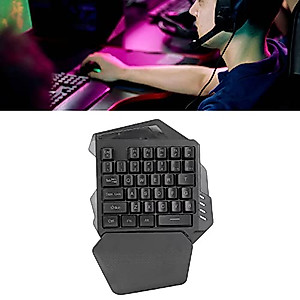 One Handed Gaming Keyboard, RGB Backlit 35 Keys Portable Mini Gaming Keypad with 2.4G Receiver Plug and Play Mechanical Gaming Keyboard for PC Gamer