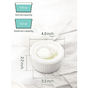 DOWAN Ramekins 8 oz Oven Safe with Lids, Creme brulee Ramekins Bowls with Covers, Porcelain White Ramekins Souffle Dishes for Baking, Stackable, Set of 6