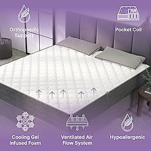 NapQueen King Mattress, 10 Inch Victoria Hybrid Cooling Gel Infused Pocket Spring and Memory Foam Mattress, King Size Mattress Bed in a Box, CertiPUR-US Certified, Fiberglass-Free Mattress