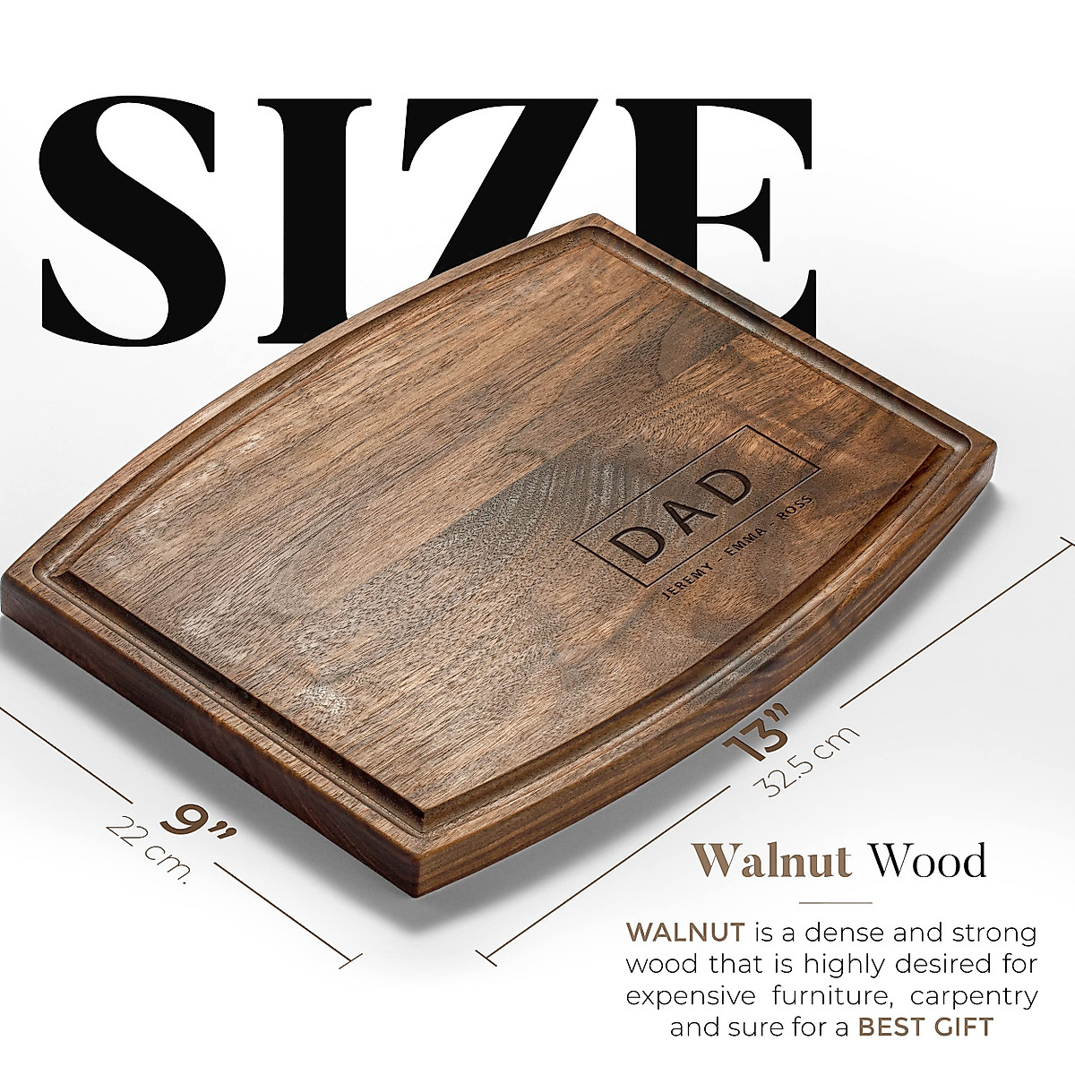 Personalized Walnut Cutting Board with Coasters, Mineral Oil and Gift Wrap Available - Customize Your Own Chopping Board by Choosing Design, Engraving Style and Text - Made in USA