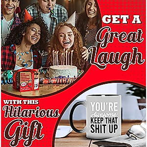 Gr8AM Text Revealing Coffee Mug 12oz - You're Awesome Keep That Up - Funny and Thoughtful Gifts for Men & Women to Recognize a New Job, Promotion or Just Because - Cute Christmas Stocking Stuffers Too