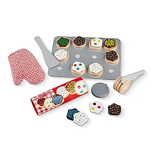 Melissa & Doug Slice and Bake Wooden Cookie Play Food Set - Pretend Cookies And Baking Sheet, Wooden Play Food Set, Toy Baking Set For Kids Ages 3+