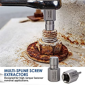 THINKPRO 14PCS Screw Extractor Set, Easy Out Bolt Extractor kit with 3/8" Inch Drive Hex-Head, Multi-Spline Rounded Bolt Remover tool for Removing Damaged Studs, Bolts, Screws