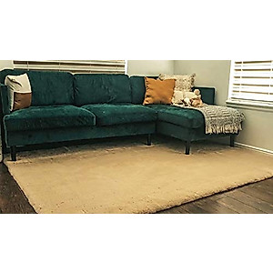 Chesserfeld Machine Washable Ultra Soft Faux Fur Area Rugs: Camel Faux Rabbit Shag Rug for Bedroom, Dining Room, Living Room & More, 6ft x 8ft 2in