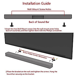 JINGer Sound Bar Wall Mount Brackets for VIZIO Sound BarSoundbar Mounting Bracket for VIZIO SoundBar SB3851C0SB3630E6SB3621nF8MSB4551D5 Speaker with Wall Mount Screws Black