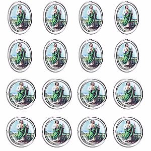 50pcs Round and Oval Acrylic ST Jude Beads Miraculous Medal Rosary Catholic Beads DIY Necklace Bracelets Jewelry Making