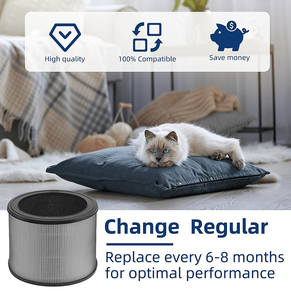 Replacement Filter O - 1712-0110-00 for Winix A230 A231 Air Purifier, 3-in-1 H13 True HEPA, 2 Pack