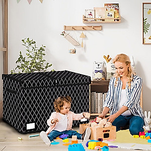 Meerainy Large Toy Storage Box with Lid,Sturdy Toys Storage Chest Bin Organizer for Kids,Boys,Girls,Stuffed Animal Storage for Living Room Area 25"x13" x16"