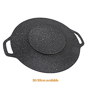 Korean BBQ Grill Pan, Aluminum Non Stick Korean Grill Pan, High Heat Conductivity Griddle Pan for Barbecue, Camping and Other Outdoor Activities (30cm)