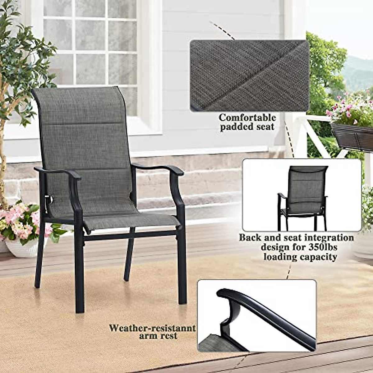 Sophia & William Patio Dining Set 9 Pieces Patio Furniture Set 8 x Patio Dining Chairs Quick Dry Textilene High Back Support 350lbs and Expandable 6-8 Person Dining Table Patio Set for Lawn Garden