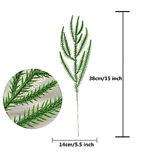 Kylucky 45 PCS Artificial Pine Needles Branches Garland, 10.6 inch Fake Greenery Plants Pine Leaves Needle With 10 branches for DIY Garland Wreath Christmas Thanksgiving Wedding Home Garden Decoration