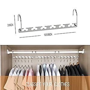 KLEVERISE 4 Pack Metal Space Saving Hangers - Magic Cascading Hanging Hangers Stainless Steel Clothes Hangers - Clothing Closet Space Saver Storage Organizers
