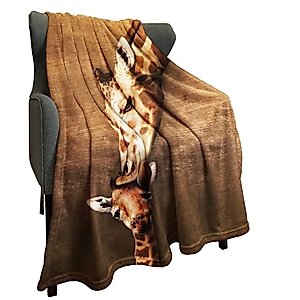 HommomH Fleece Blanket 40" x 50" Giraffe, Mother Love, First Kiss Lightweight Fuzzy Cozy Soft Warm Throw for Kids Men Women, Air Conditioning