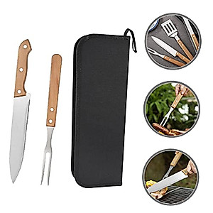 MUSISALY 1 Set Barbecue and Fork Tools Beef Fork Chef Carving Fork Poultry Serving Fork Kitchen Roast Fork Marshmallow Fork kit Meat Fork Travel Stainless Steel Outdoor