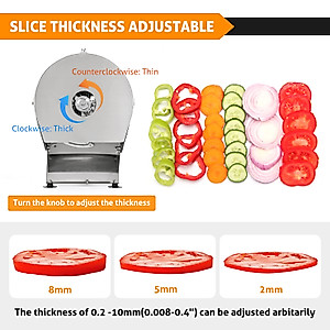 WICHEMI Electric Vegetable Fruit Slicer Commercial Cabbage Shredder Machine 2 IN 1 Manual Electric Onion Potato Slicer Machine Stainless Steel Electric Food Slicer Cutter 0.2-10mm Thickness Adjustable